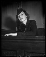 Actress Betty Healy on the stand, circa 1935 — Calisphere