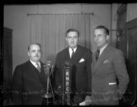 Mayor Frank L. Shaw, Henry S. McKay, Jr. and Fred W. Marlow discuss the ...