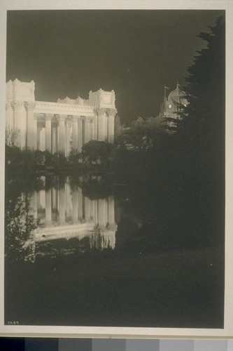 H259. [Colonnade, Palace of Fine Arts (Bernard R. Maybeck), illuminated ...