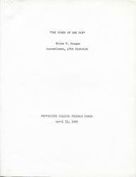 The Power of One Man speech — Calisphere