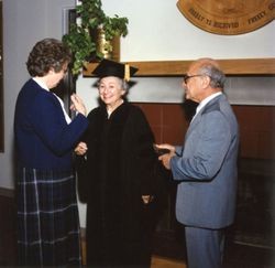 Amy Jo Runnels, Rose Friedman,and Milton Friedman at SBM Commencement ...