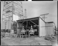 Mud pumps at oil well "Fourl No. 4" at the Playa del Rey oil field, Los ...