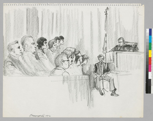 Courtroom scene: Jury, Judge, Court reporter — Calisphere