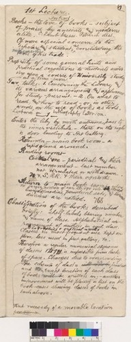 Joseph Cummings Rowell, "1st Lecture" notes, front page — Calisphere