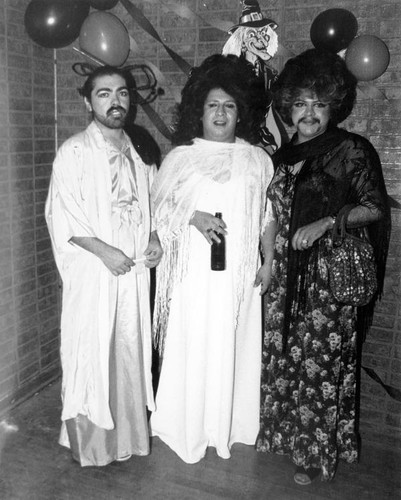 Female impersonators at a Halloween party — Calisphere