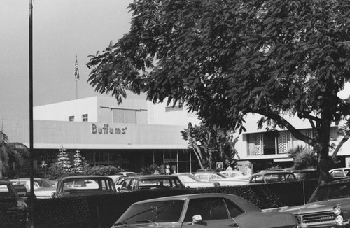 View of Buffums Department Store from its parking lot — Calisphere