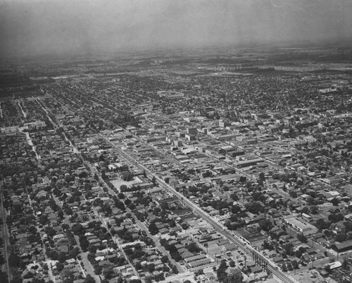 Aerial view of Anaheim about 1965 — Calisphere