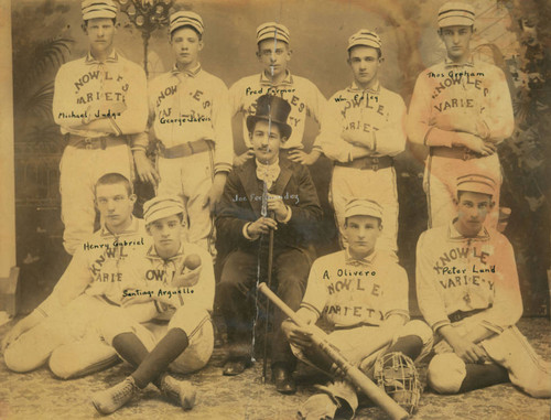 1880-1885 Baseball team photo with names — Calisphere