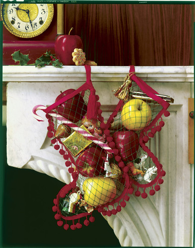 Apples in red Christmas stockings — Calisphere