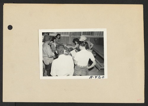 Poston, Ariz.--(Site #1) Signing up for WRA Work Corps. Photographer ...