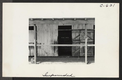 Near view of horse-stall, left from the days when what is now Tanforan ...