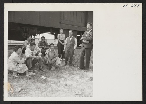 Roscoe Bell (extreme right), W.R.A. representative for trip 15, Topaz ...