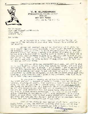 Oakland Larks Baseball Club correspondence from V.R. Klingman — Calisphere
