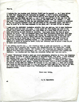 Oakland Larks Baseball Club correspondence from Abe M. Saperstein ...