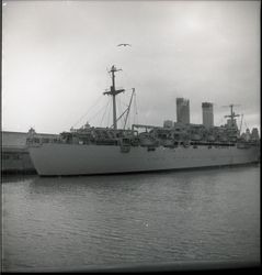 View of USS Meigs from the ferry — Calisphere