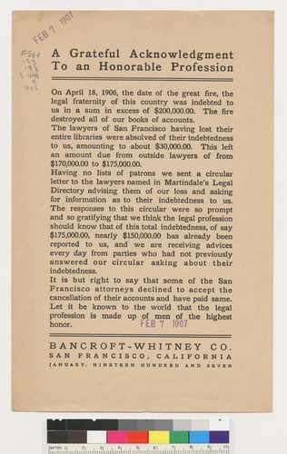 A Greatful Acknowledgment to an Honorable Profession — Calisphere