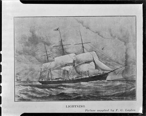 Clipper ship, Lightning, photographed reproduction, 1951 — Calisphere