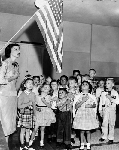 First graders pledge allegiance to Flag — Calisphere