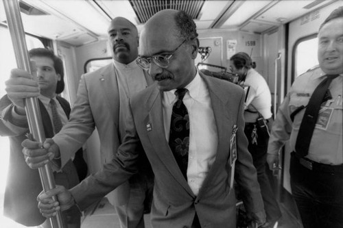 MTA president White at Green Line opening — Calisphere