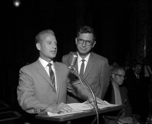 Marvin Braude presents resolution at City Hall — Calisphere