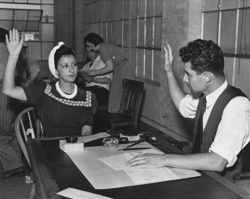 Mrs. Consuelo Mora applies for citizenship — Calisphere