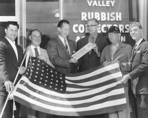 Receives flag flown over capitol — Calisphere