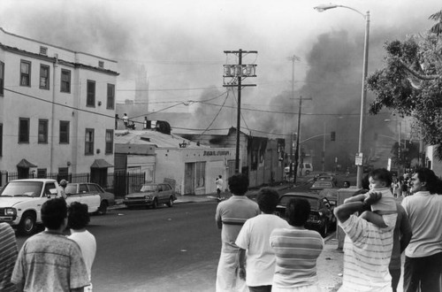 L.A. burning during 1992 riots — Calisphere