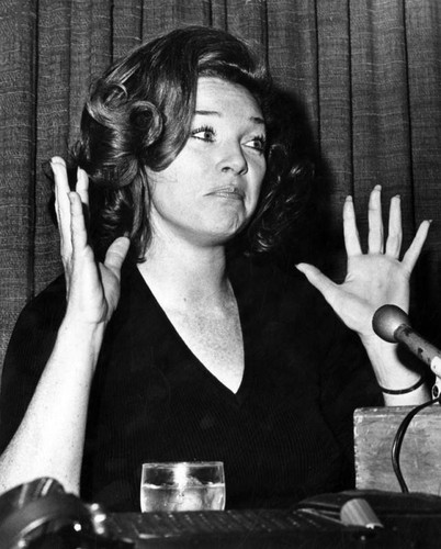 MacLaine speaks at press conference — Calisphere
