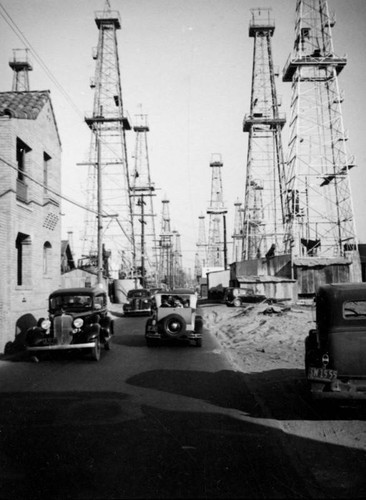 Oil well drilling rigs, Venice — Calisphere