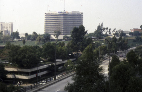 View towards the Unocal Building, Downtown Los Angeles — Calisphere