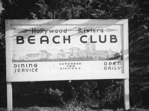 Hollywood Riviera Beach Club sign — Calisphere