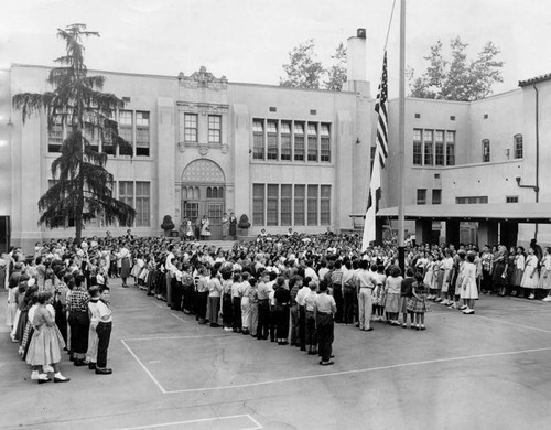 School assembly, Carthay Center Elementary — Calisphere