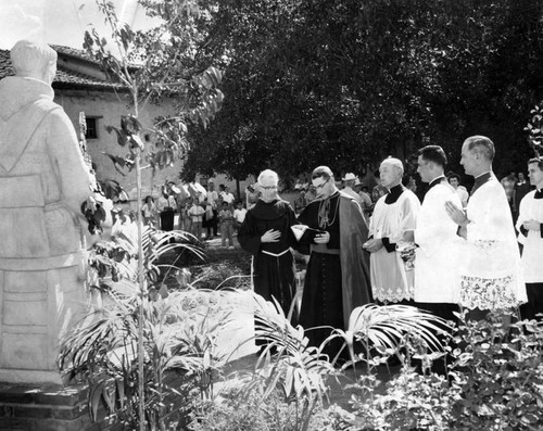 Dedicate statue of mission priest — Calisphere