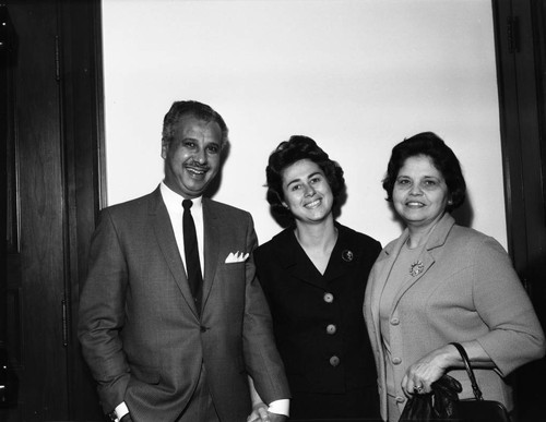 Sally and Leon Aubry, Sr. with Rosalind Wyman — Calisphere