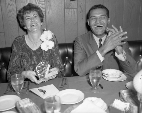 Councilman Billy Mills with Louise Meehan — Calisphere
