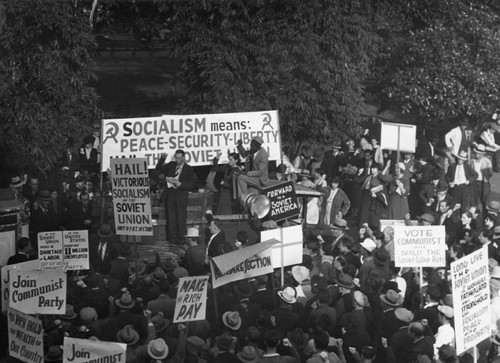 Communist rally at La Plaza — Calisphere