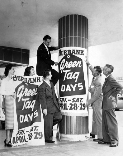 Signs go up for Green Tag Day — Calisphere