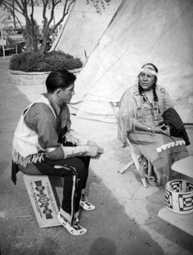 In front of a tepee at the Farmers Market Fall Festival — Calisphere
