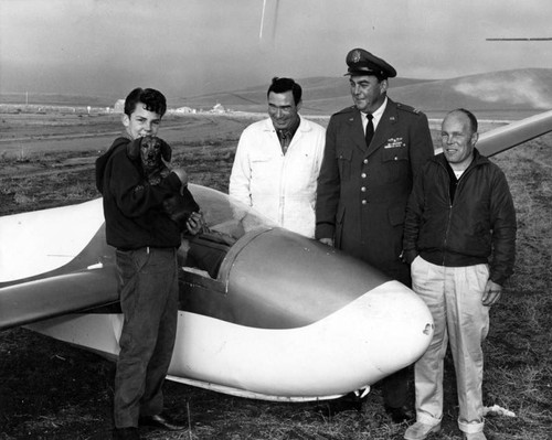 Young glider pilot beams after first solo flight — Calisphere