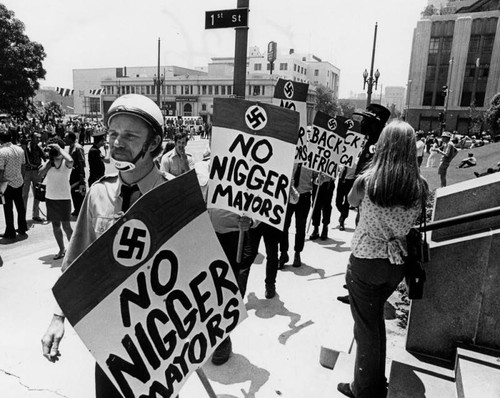 American Nazi party march across Spring Street — Calisphere