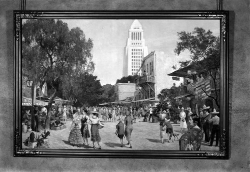 Painting of Olvera Street scene by C. Siemer — Calisphere