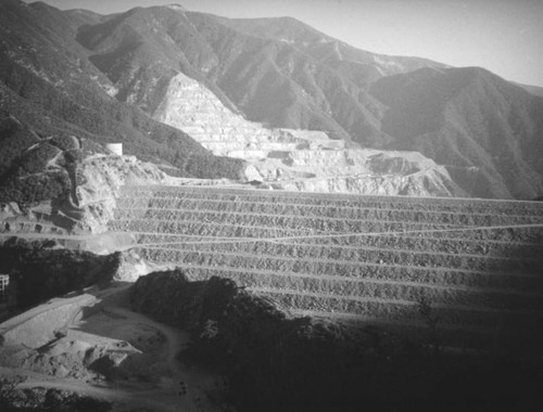 Terraced face of the San Gabriel Dam — Calisphere