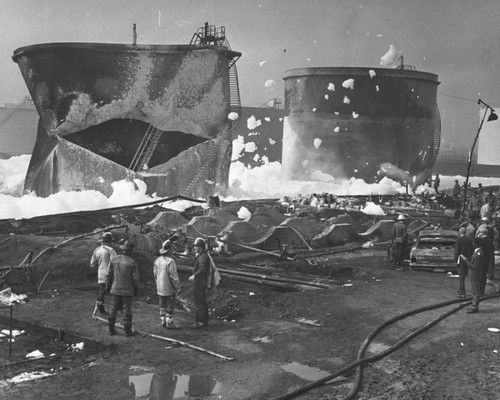 Oil tanks exploded in fire — Calisphere