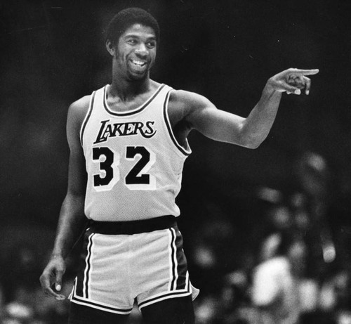 Magic Johnson smiling — Calisphere