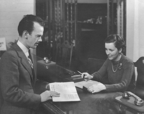 Receiving desk, Los Angeles Public Library — Calisphere