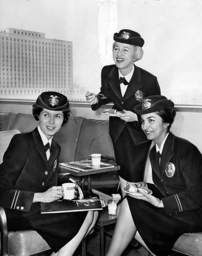 Policewomen coffee break in the Police Administration Building ...