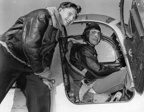 Bill Lear's pal joins him as 'hot' plane pilot — Calisphere