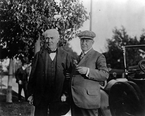 Thomas Edison with unidentified man — Calisphere