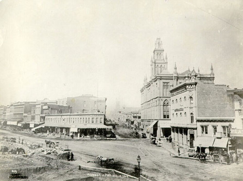 Market and Post streets in 1868 — Calisphere