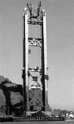 [Marin tower of Golden Gate Bridge nears completion] — Calisphere